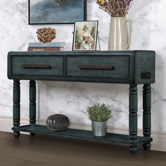 PARKWELL Console Table with 2 Storage Drawer,Solid Wood Narrow Entryway ...