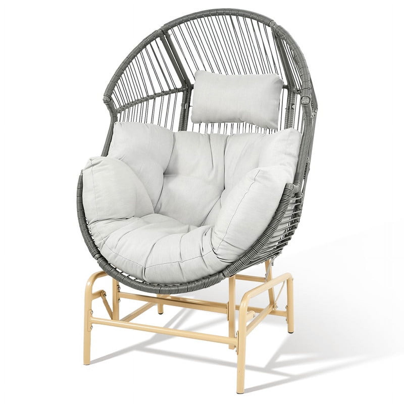 PARKWELL Glider Egg Chair - Wicker Rocking Egg Chair for Living Room ...