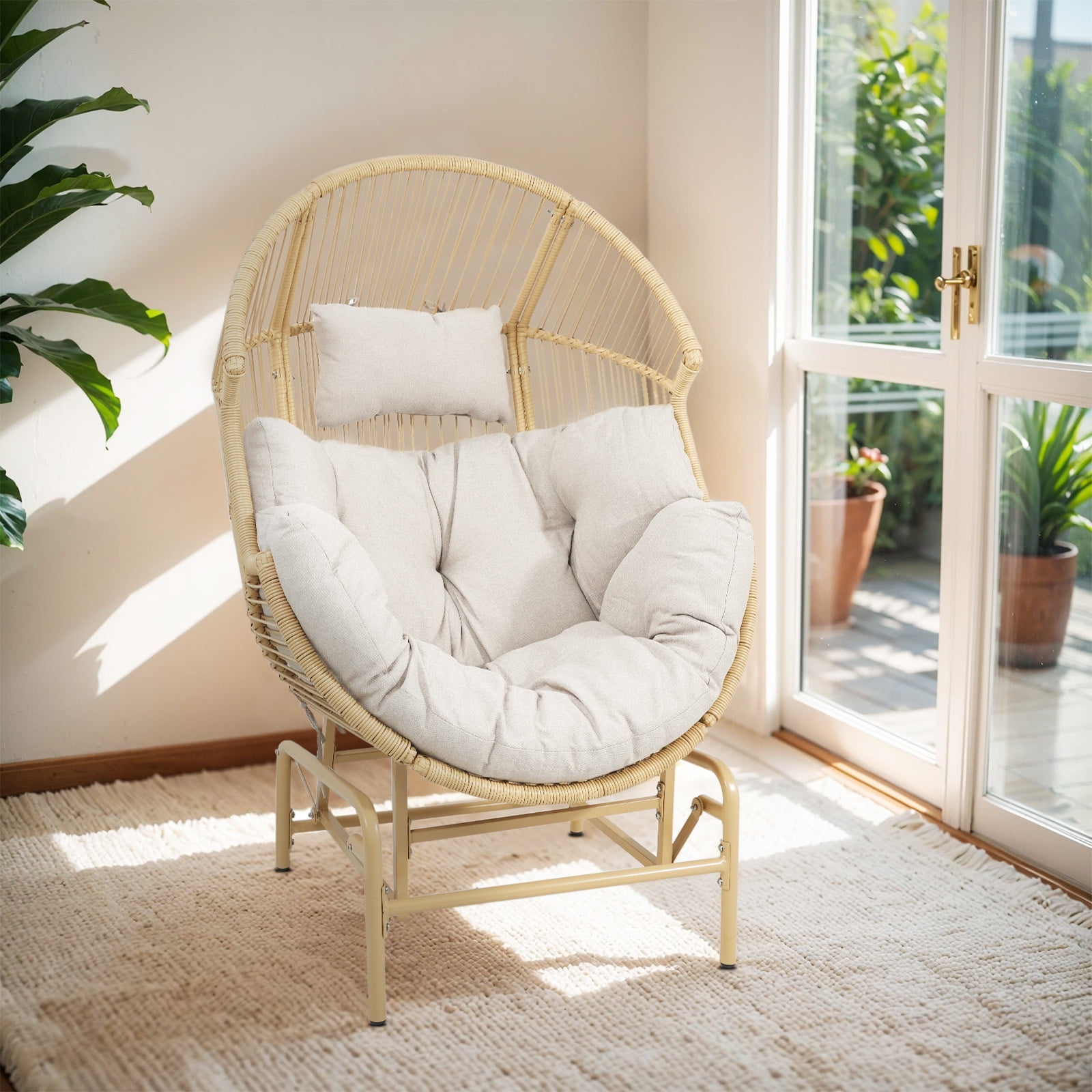 Free Shipping! PARKWELL Glider Egg Chair - Wicker Rocking Egg Chair for ...