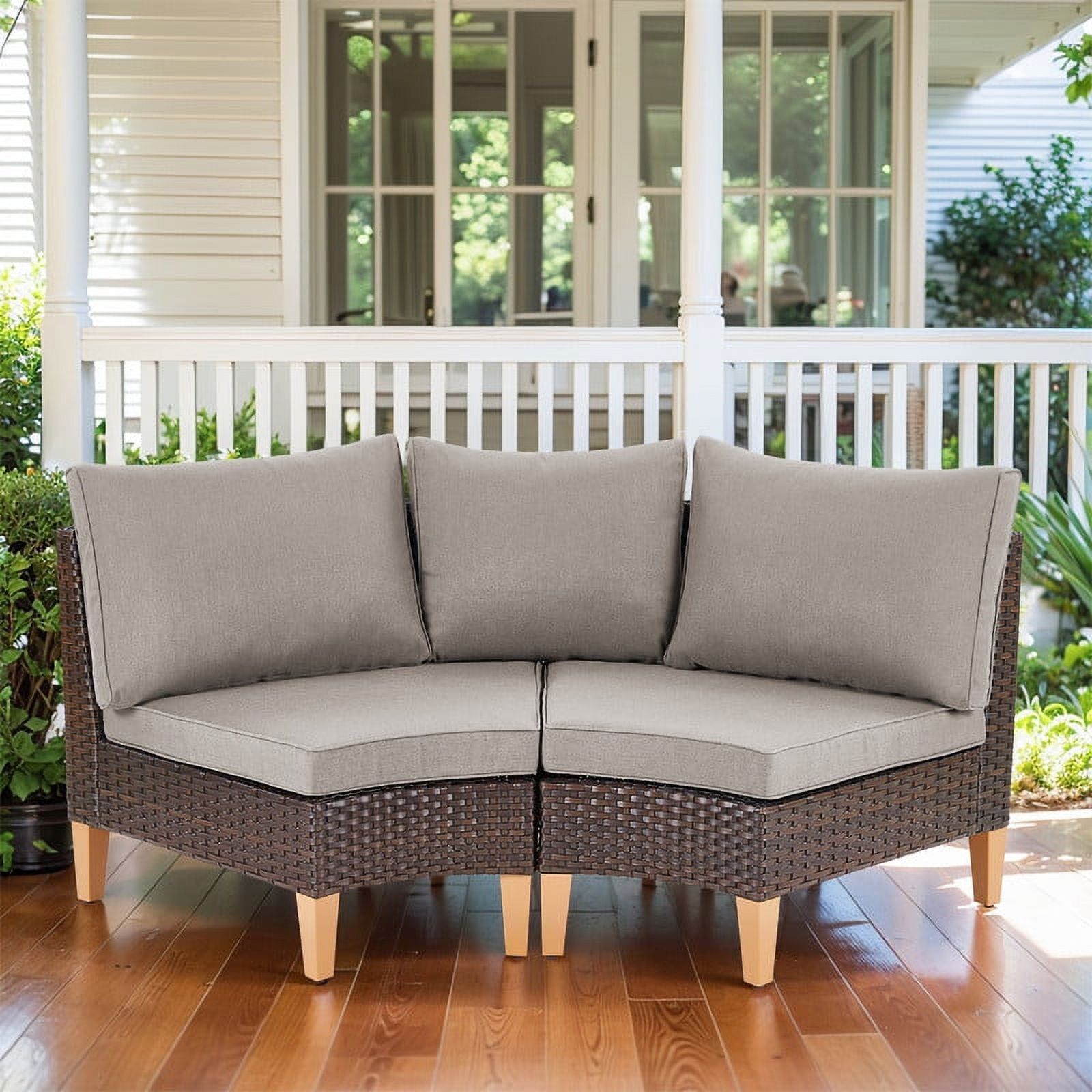 PARKWELL Outdoor 2-Piece Curved Sofa with Gray Cushions - Walmart.com