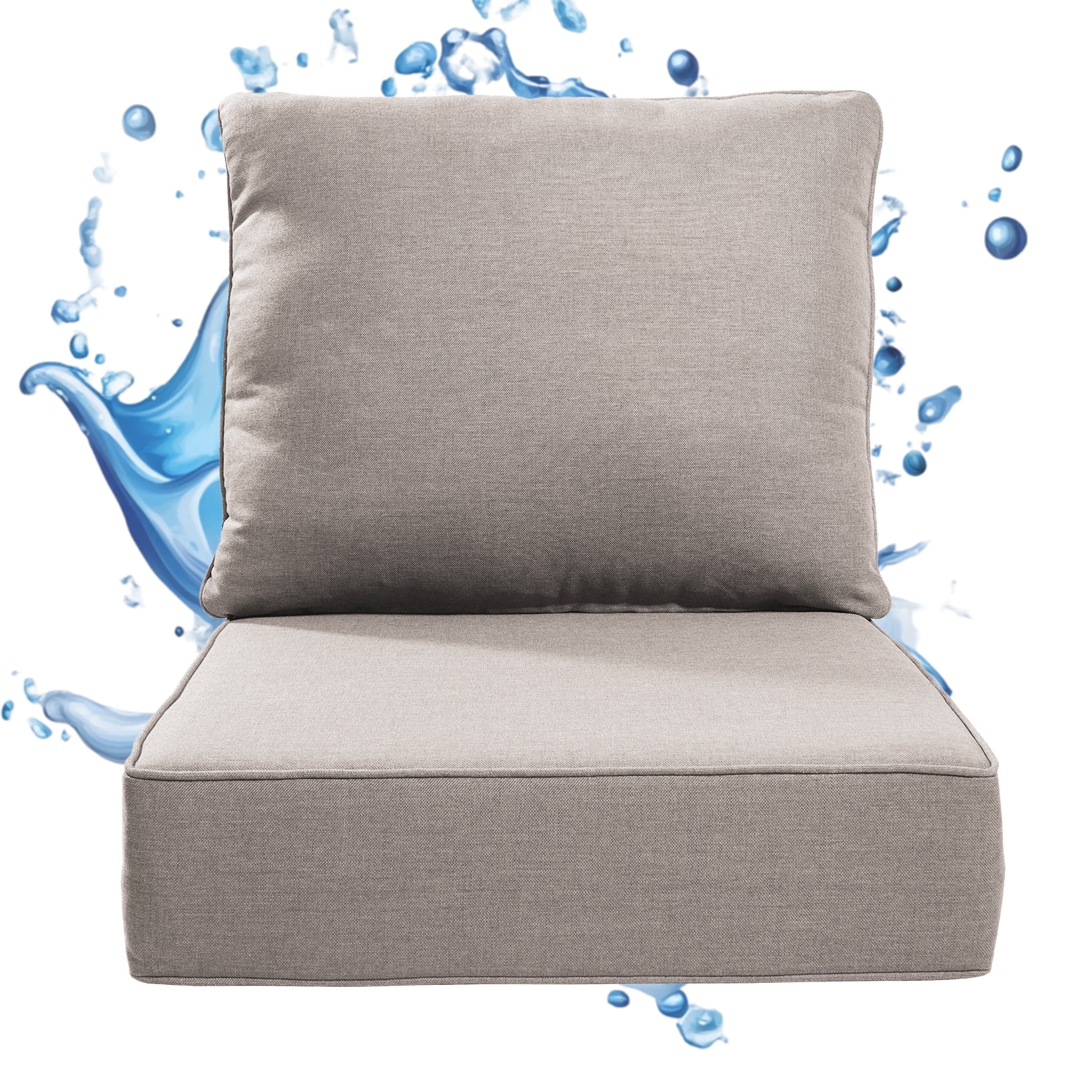 PARKWELL Outdoor 24" x 24" 2 Piece 6" Thicken Deep Seat Cushion Set ...