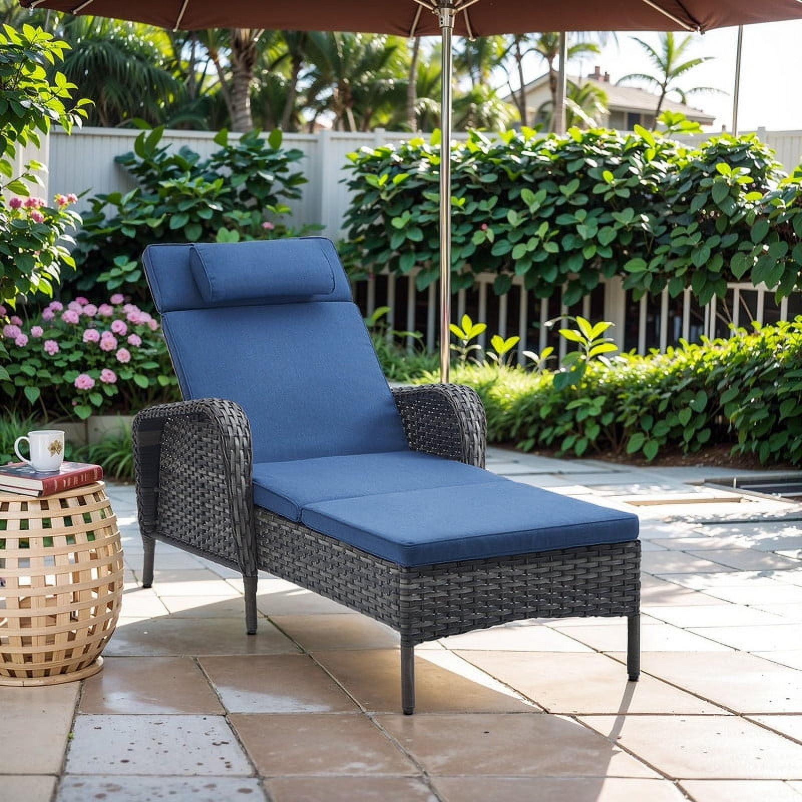 PARKWELL Outdoor Folding Chaise Lounge Chairs - Wicker Rattan ...