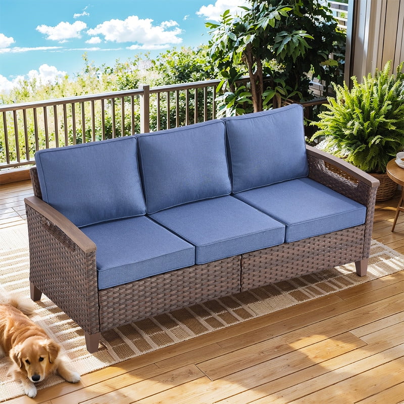 PARKWELL Outdoor Furniture Patio Sofa,All-Weather Rattan Oversized 3 ...