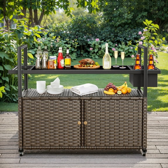 "GDLF Outdoor Prep Table, Solid Fir Wood, Stainless Steel Top, Movable ...