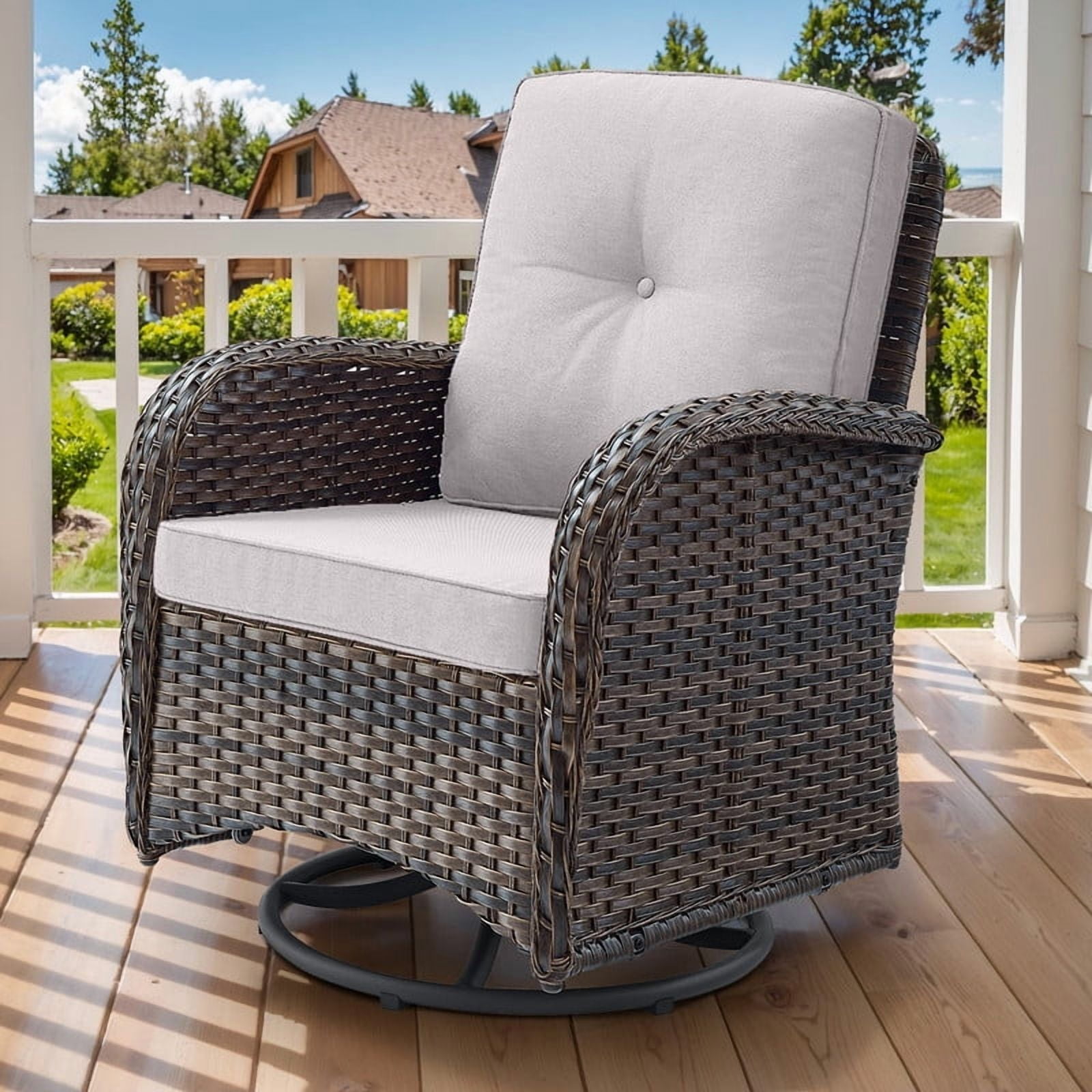 PARKWELL Outdoor Patio Swivel Glider Chair Wicker High Back Swivel ...