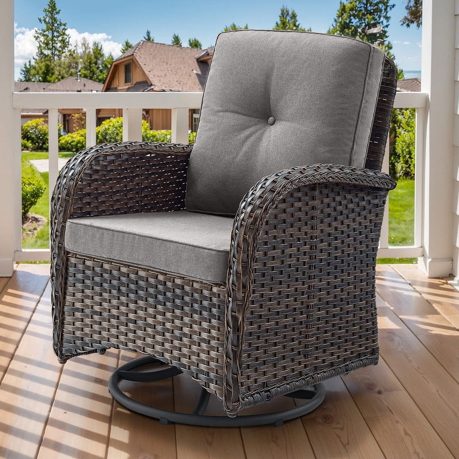 PARKWELL Outdoor Patio Swivel Glider Chair Wicker High Back Swivel ...
