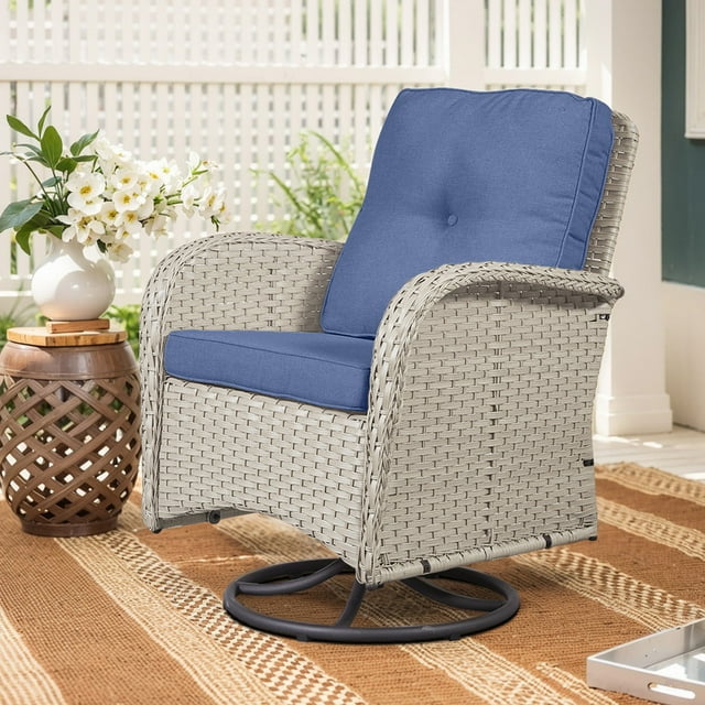 PARKWELL Outdoor Patio Swivel Glider Chair Wicker High Back Swivel ...