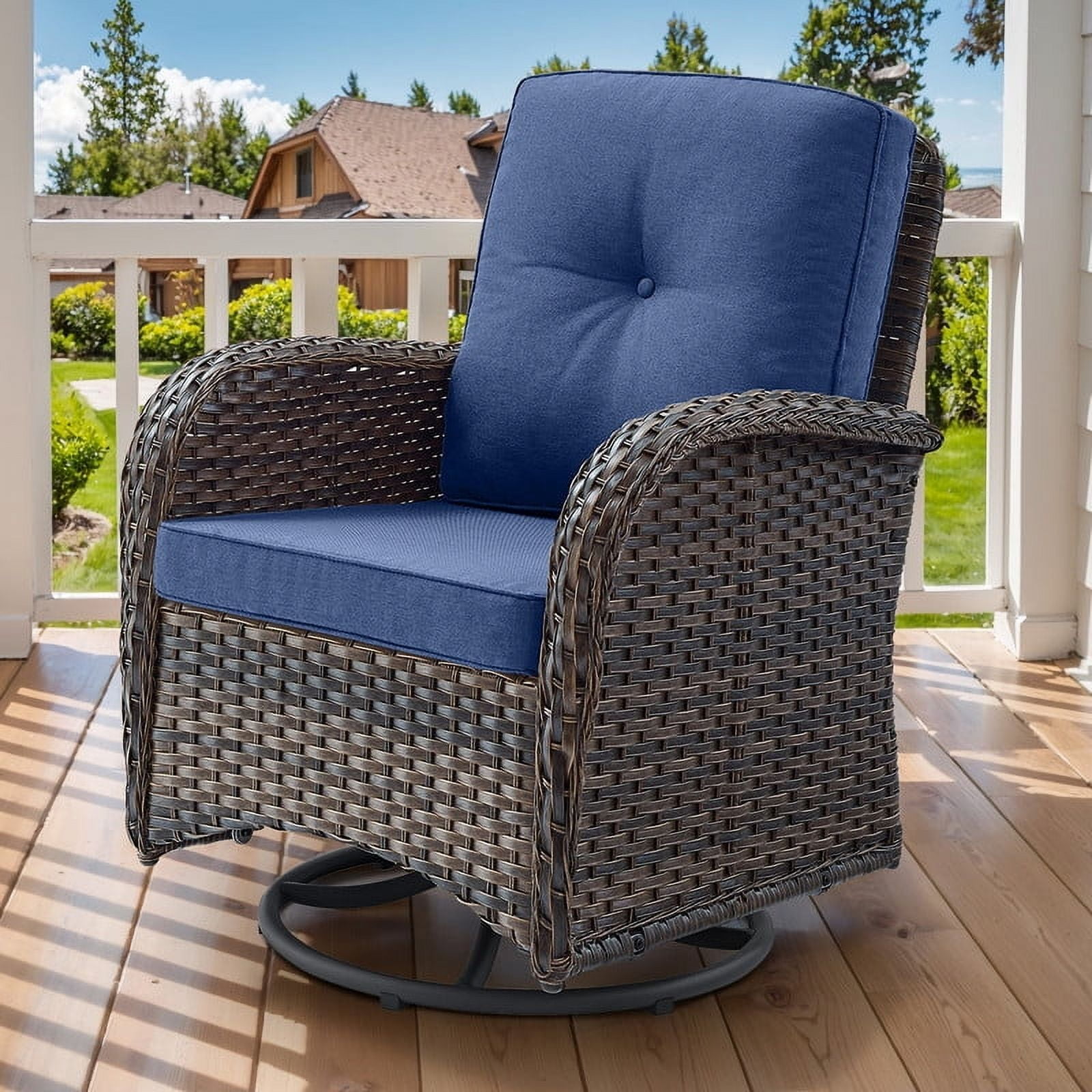 PARKWELL Outdoor Patio Swivel Glider Chair Wicker High Back Swivel ...