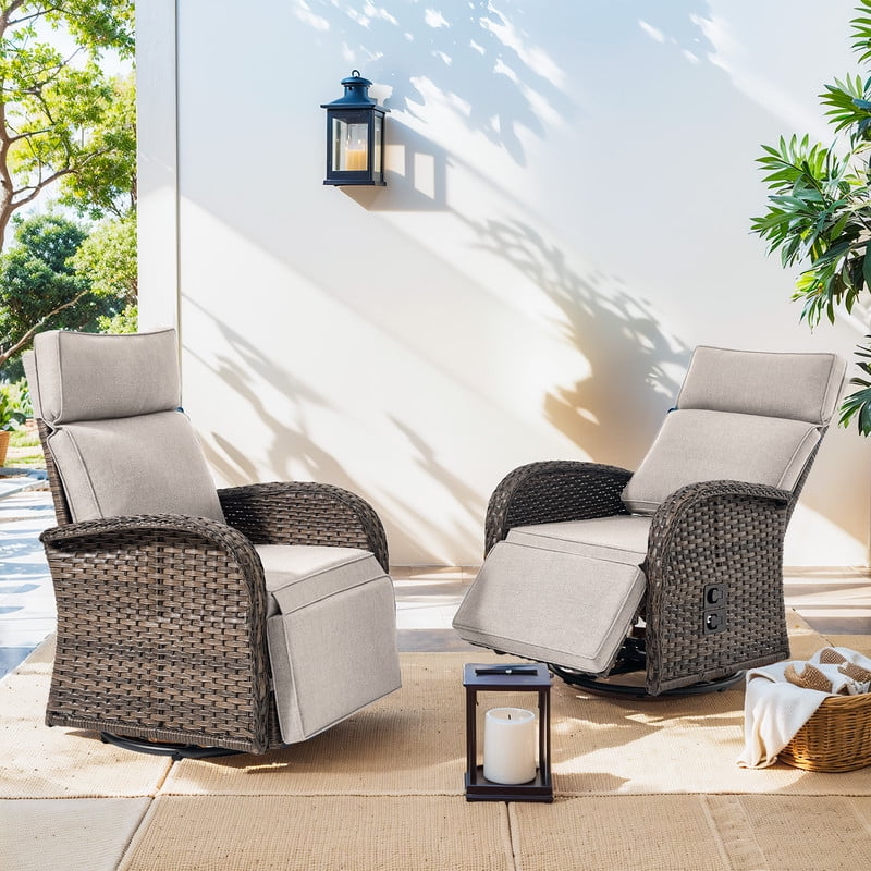 Parkwell Outdoor Recliner Chair Set Of 2 Patio 360 Swivel Reclining