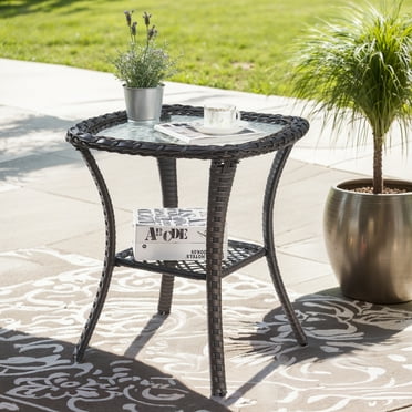 PARKWELL Modern Exterior Deck Square Patio Brown Wicker Rattan End ...