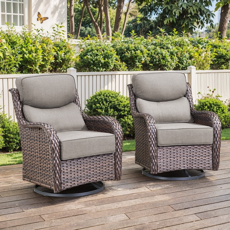 PARKWELL Outdoor Swivel Glider Chair Set of 2,Luxury High Back 6-Inch ...