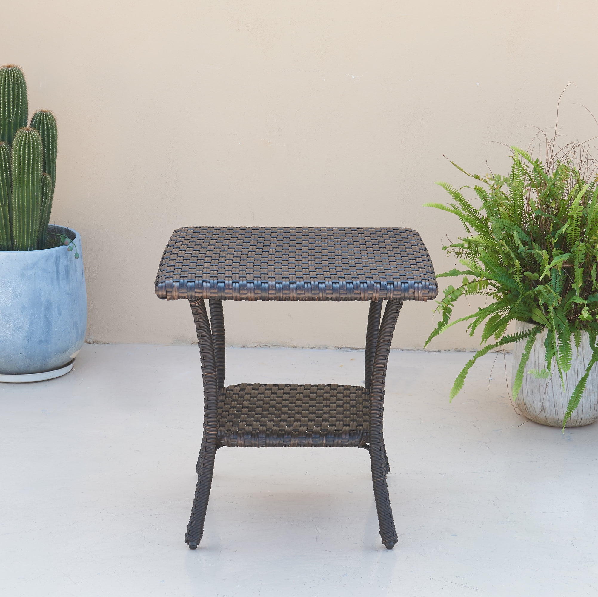 PARKWELL Outdoor Wicker Coffee Table Full Wicker Table Top Rattan Patio ...