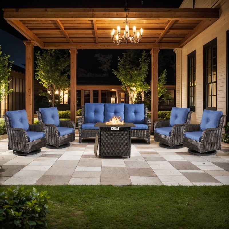 PARKWELL Outdoor Wicker Furniture,6-Piece Luxury Patio Rattan ...