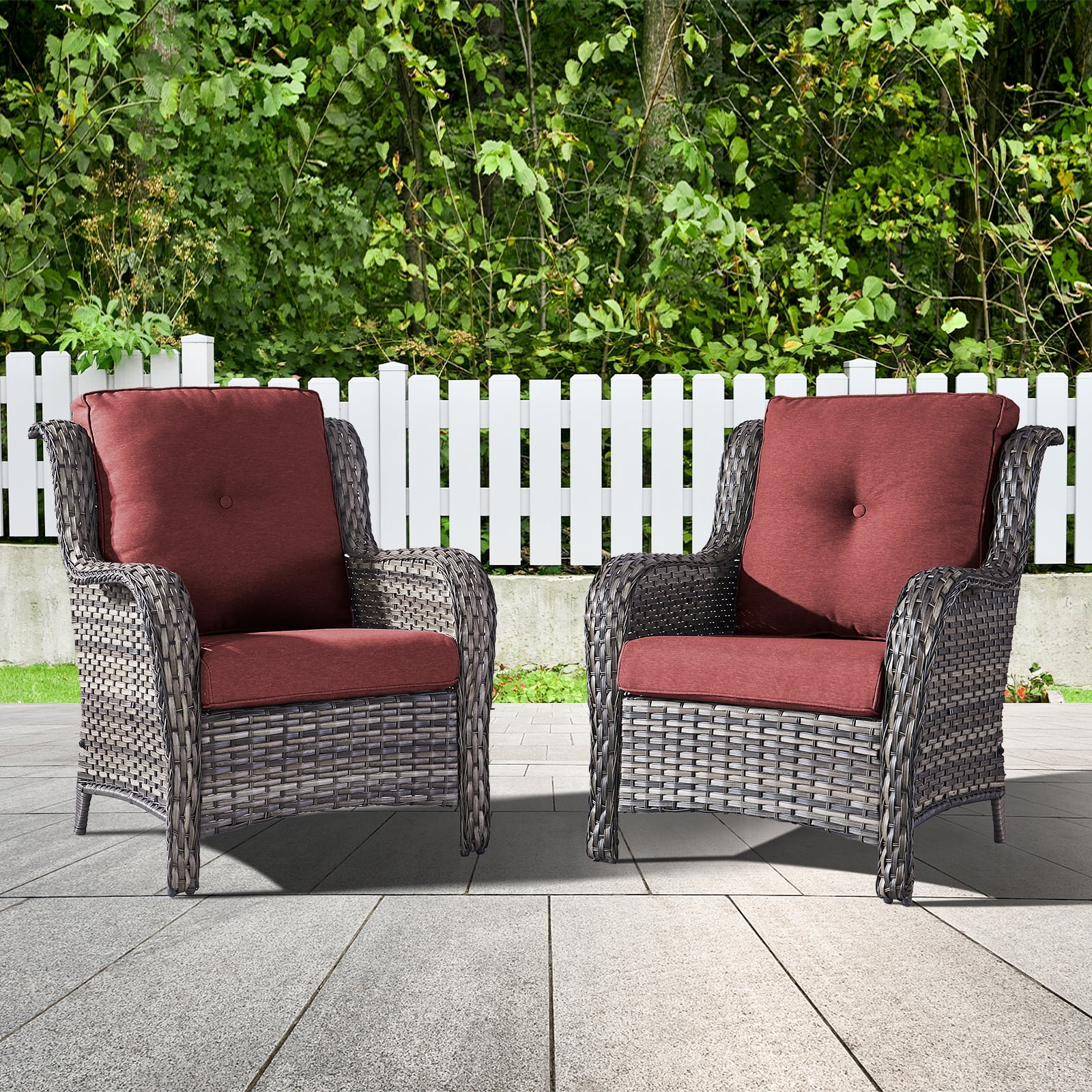 PARKWELL Outdoor Wicker Patio Chairs Set of 2,Lounge Chairs with ...