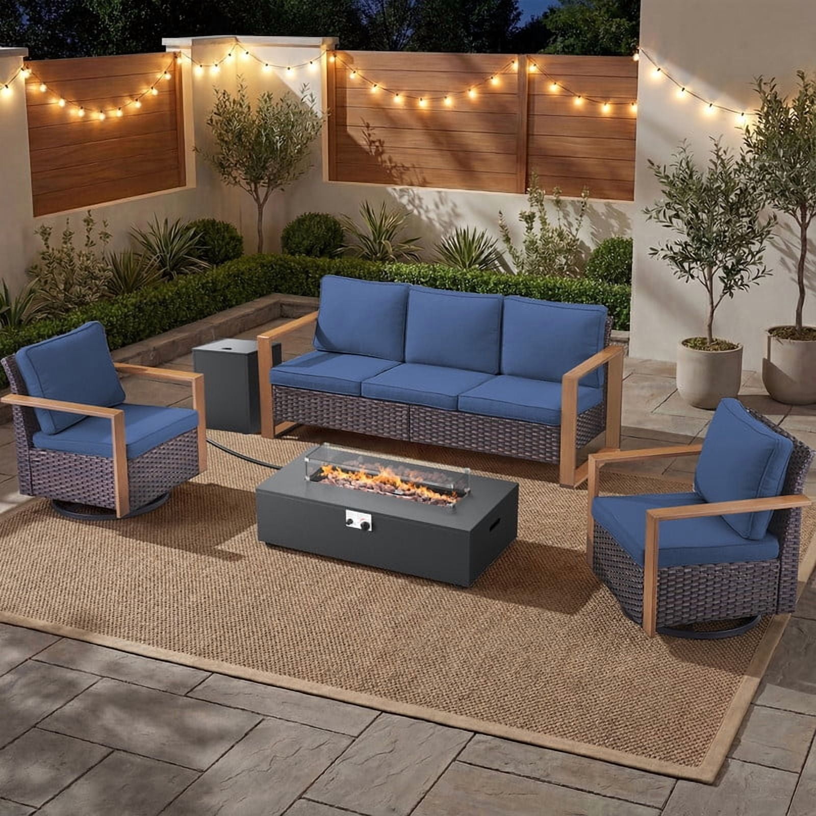 PARKWELL Patio Luxury Oversized Furniture Set with Fire Pit Table ...