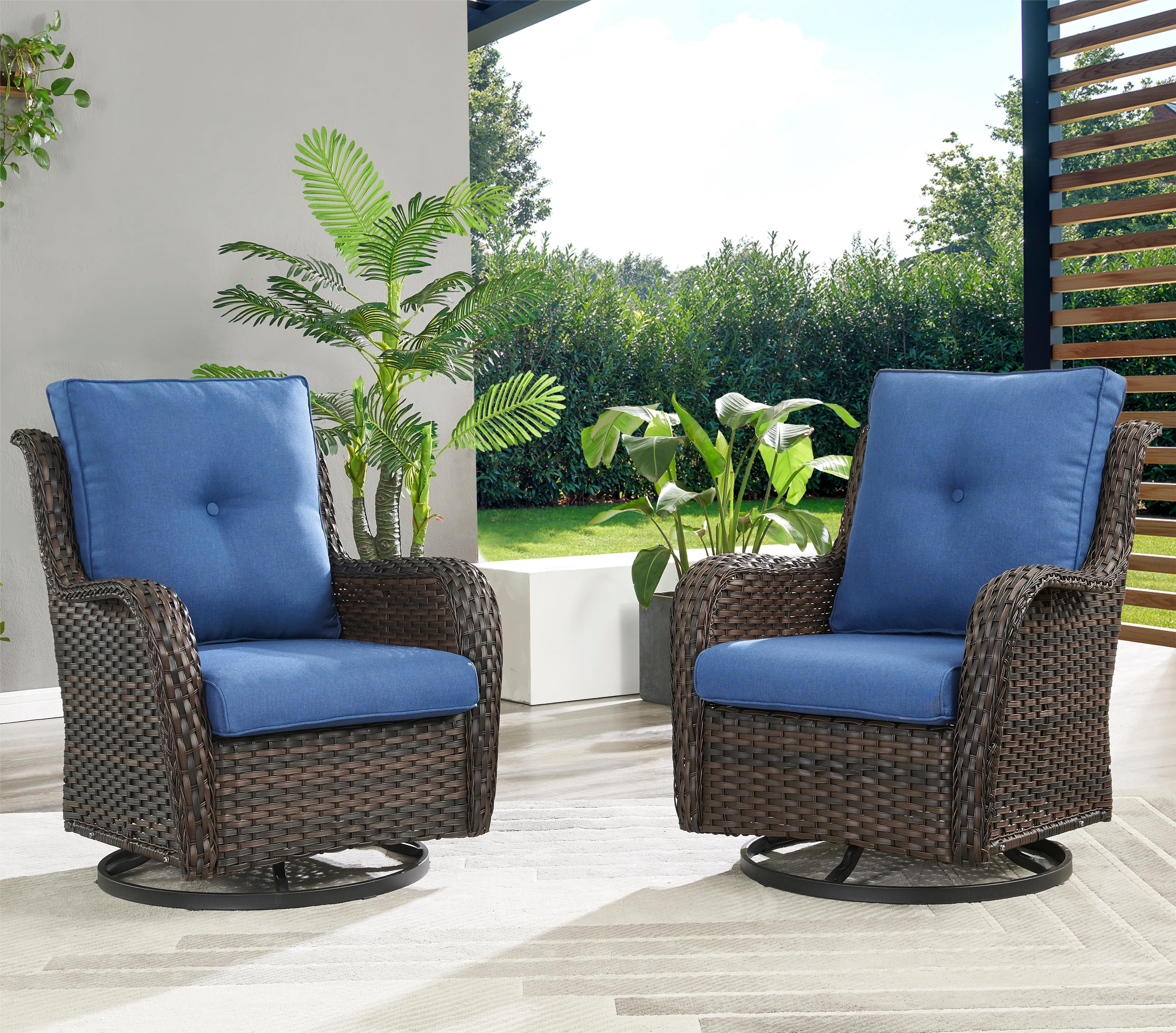 PARKWELL Set of 2 Patio Rocking Wicker Glider Chairs with Cushions ...