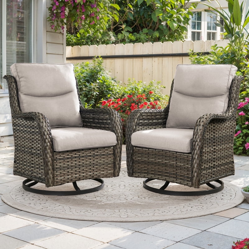 PARKWELL Patio Wicker Chairs Swivel Rocker Set of 2,Outdoor Rattan ...