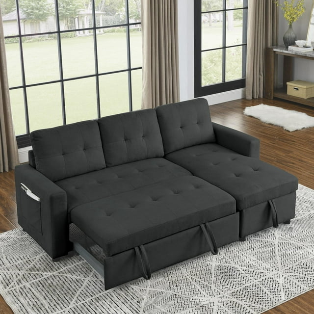 PARKWELL Upholstered Sleeper Sofa Bed with Storage Chaise,Reversible ...