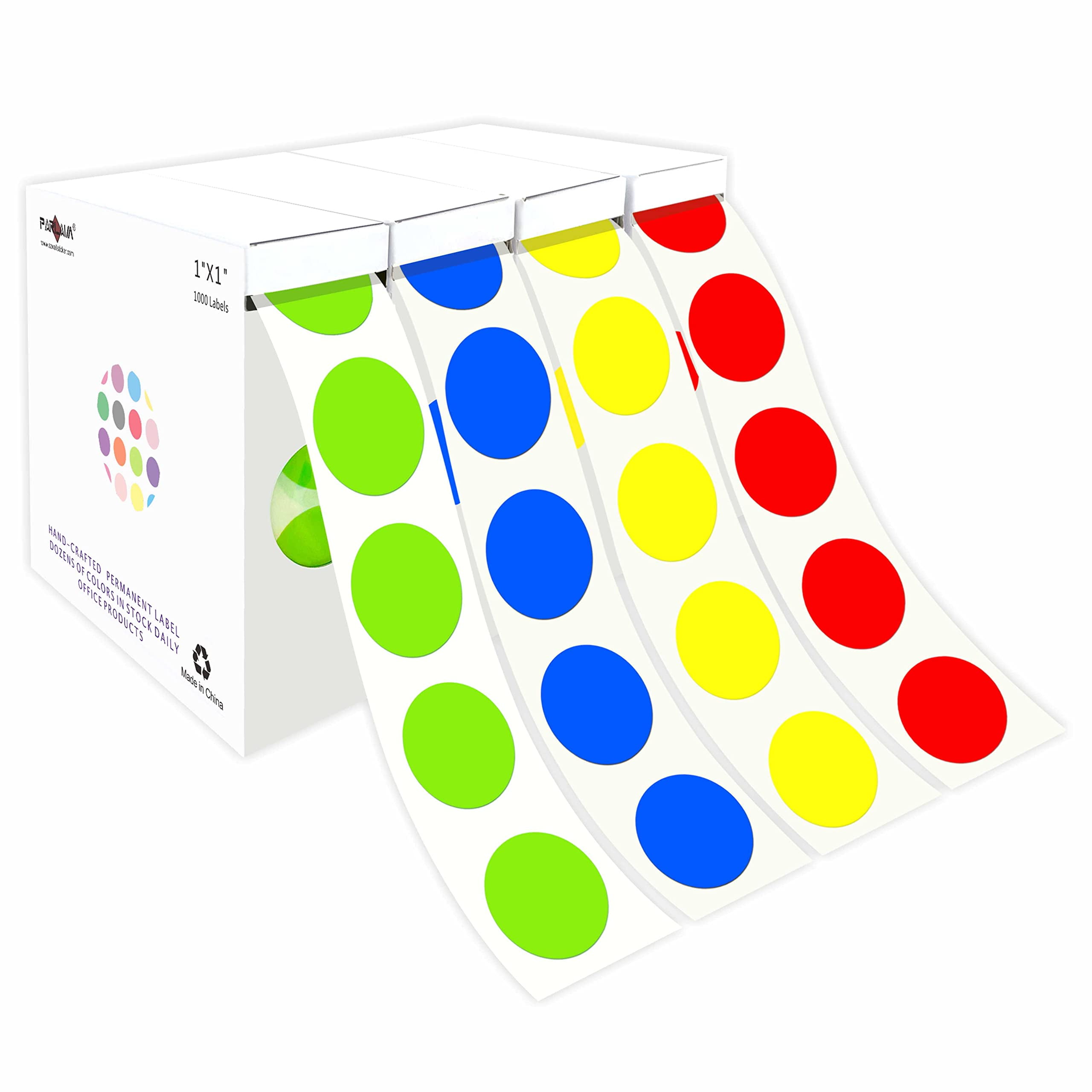 PARLAIM 4 Rolls 4000PCS 1 inch Round Color Coding Circle Dot Labels, 4 ...