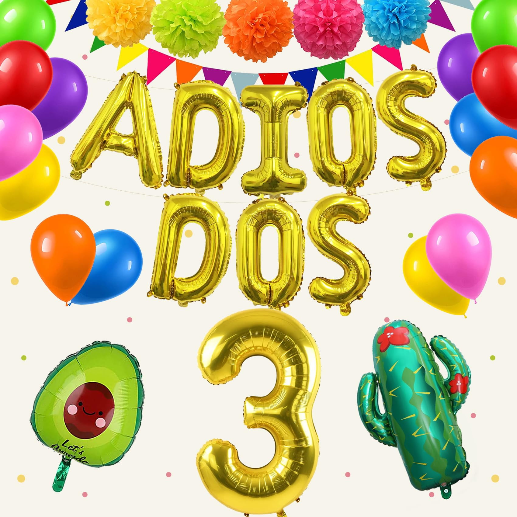 PARLONTY Adios Dos Birthday SSF20 Decorations Three Esta Decorations ...