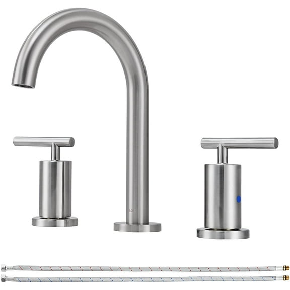 Brushed Waterfall Bathroom Faucet 3 Hole, Bathroom Sink Faucet 8 Inch ...