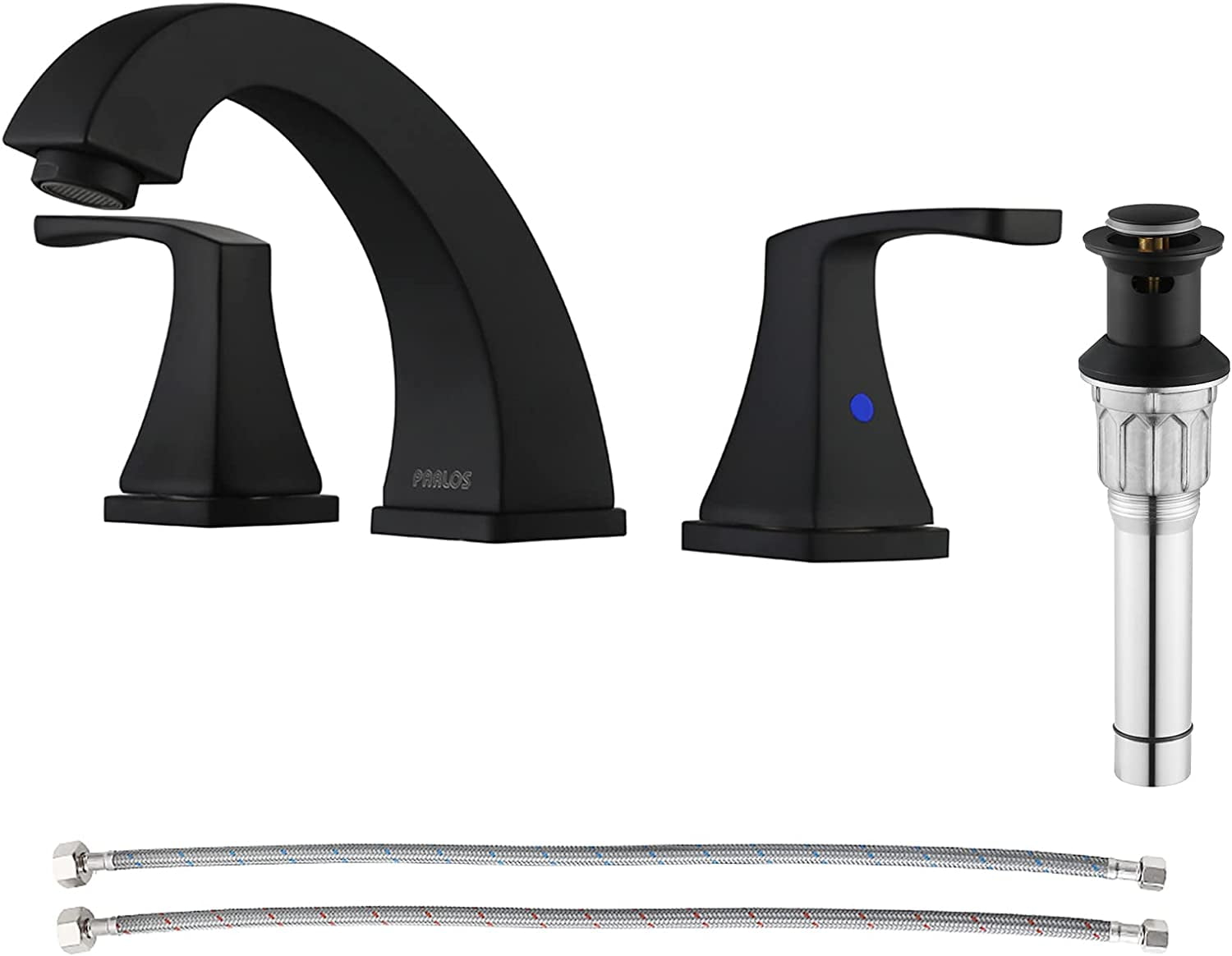 PARLOS Widespread Double Handles Bathroom Faucet with Pop Up Drain and ...