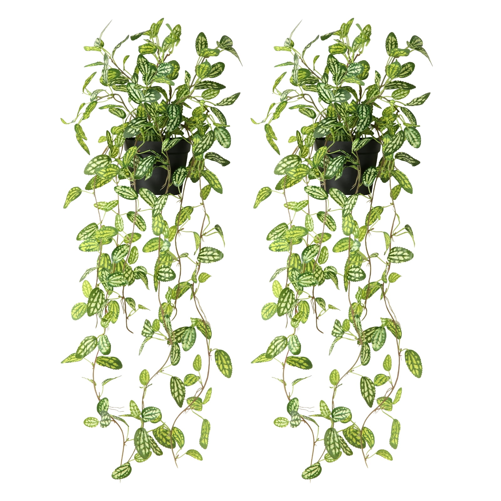 PARMPH 2 Packs Artificial Hanging Plants with Pot, 34'' Long Green ...
