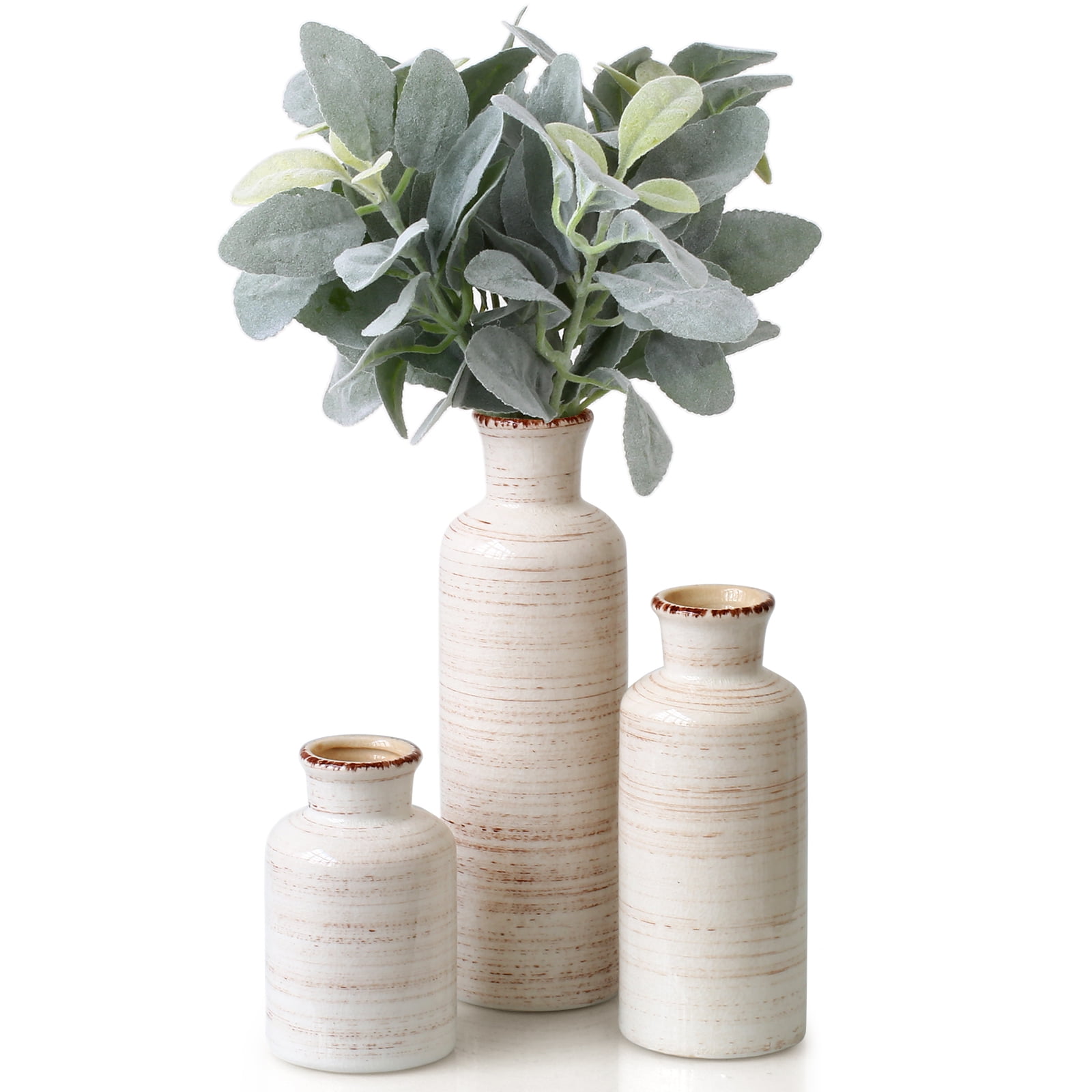 PARMPH 5.5" - 10" Distressed White Ceramic Vase, Set of 3 - Walmart.com