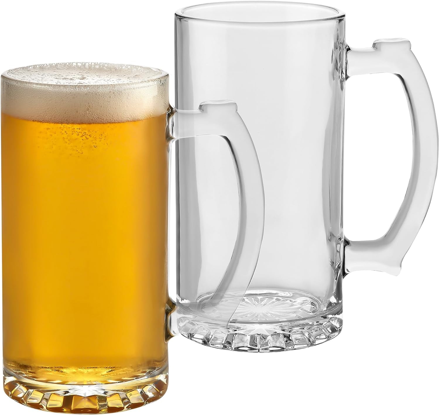 PARNOO Glass Beer Mug - Traditional 25 oz. Giant Beer Stein with ...