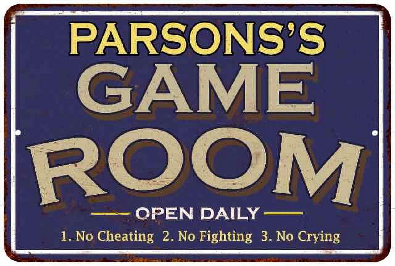 PARSONS'S Blue Game Room Sign Metal 8 x 12 High Gloss Metal ...