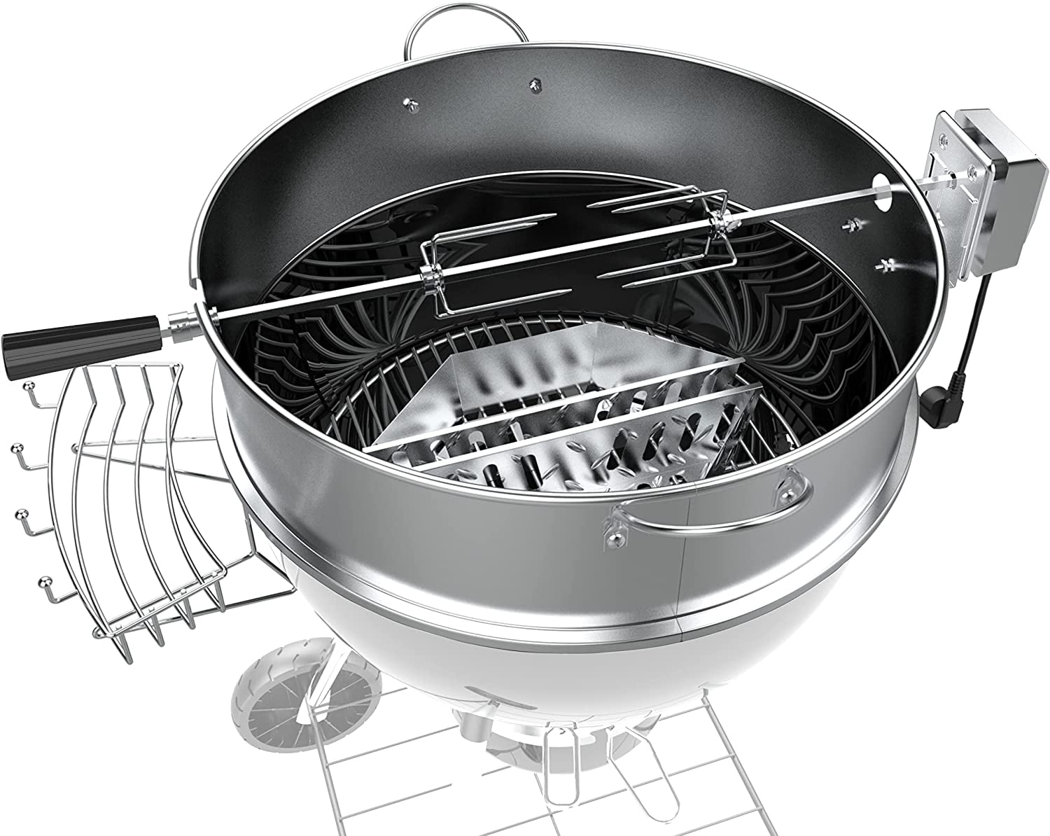 PARTAKER Kettle Grill BBQ Rotisserie Kit, 22.5-in Stainless Steel ...