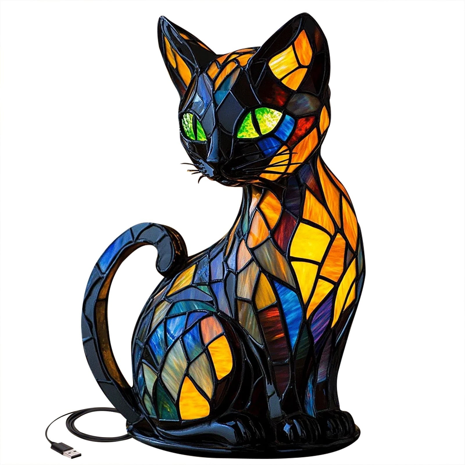 PARTGRE 2025 New Cat Lamp, Stained Glass Cat Lamp, Bigfoot Lamp, Retro ...