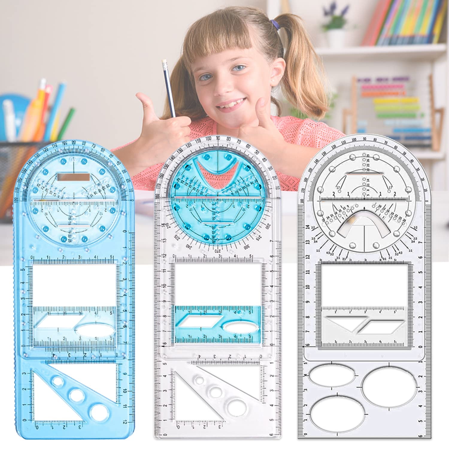 PARTSPOWER Multifunctional Geometric Rulers Drawing Tools, Creative ...