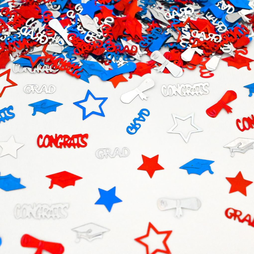 PARTVON Blue Red Graduation Confetti 2024, Grad Confetti for High ...