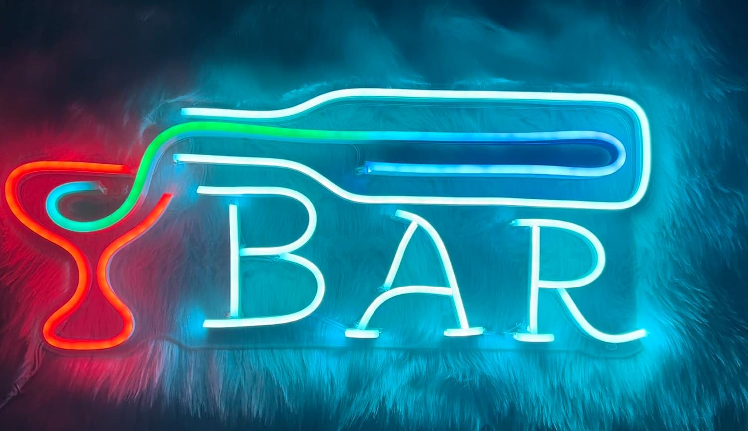THE PARTY PLANET Floro Pixel Bar Beer Neon Wine Bottle Sign LED Light ...