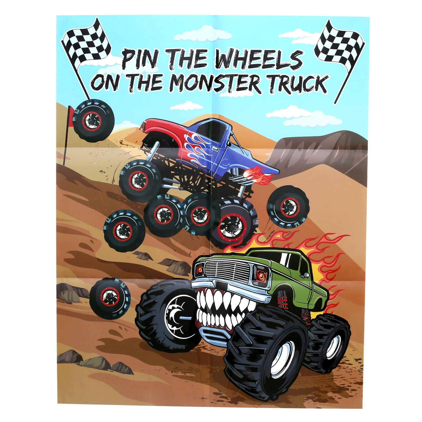 PARTYLOUD Truck Party Games, Pin The ZLK1 Wheels on The Truck ...