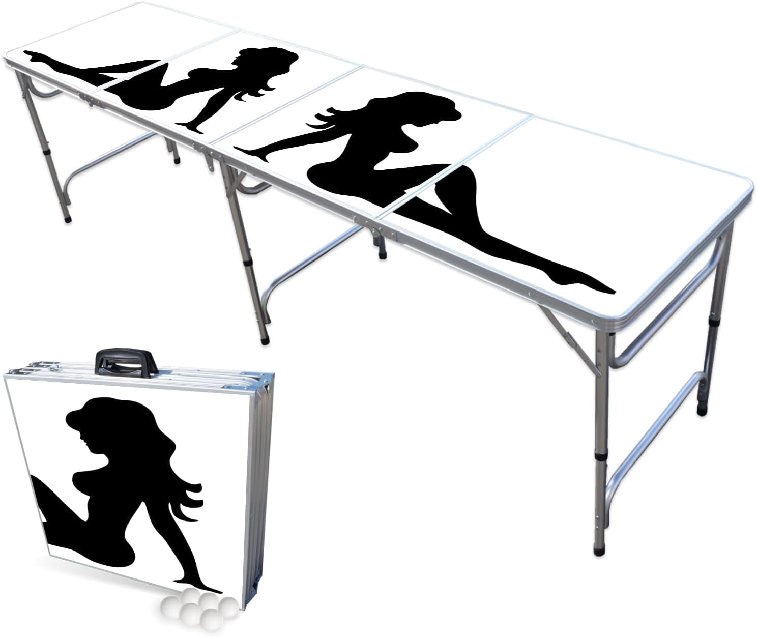 PARTYPONG 8-Foot Folding Beer Pong Table - Trucker Girl Edition (Base ...