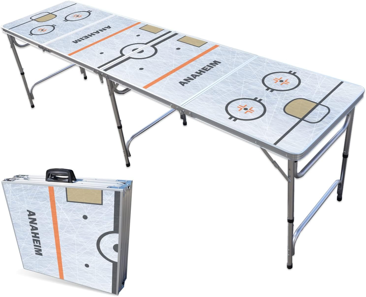 PARTYPONG 8-Foot Folding Portable Pong Table w/Optional Cup Holes & LED ...