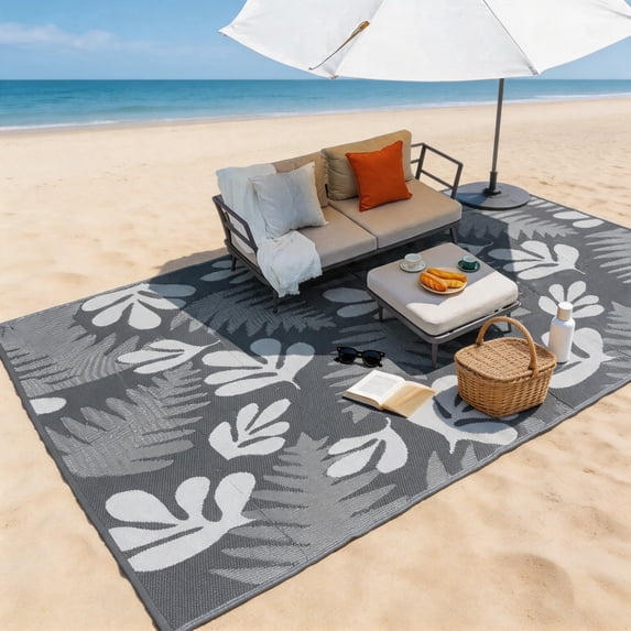 PASAMIC 4x6 ft Outdoor Rug Waterproof, Reversible Plastic Straw Patio ...