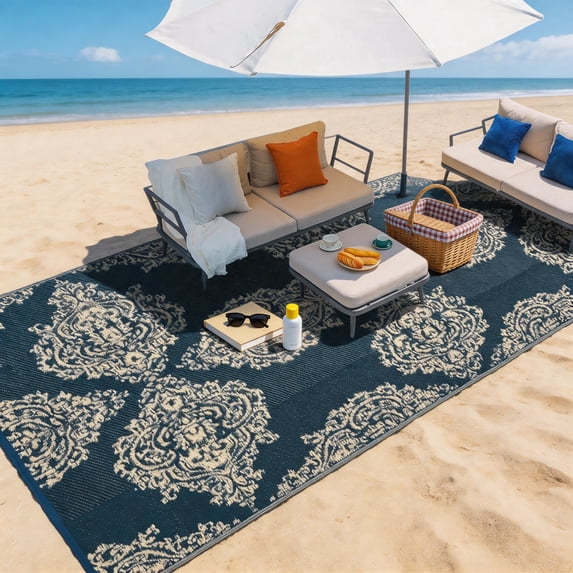 PASAMIC 6x9 ft Outdoor Rug Waterproof, Reversible Plastic Straw Patio ...