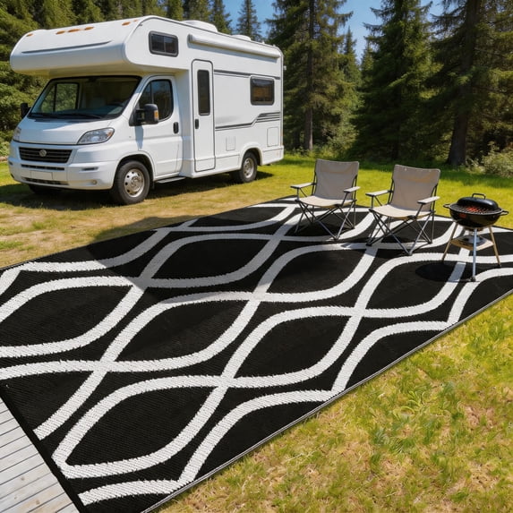 PASAMIC 9x18 ft Outdoor Rug Waterproof, Reversible Plastic Straw Patio ...