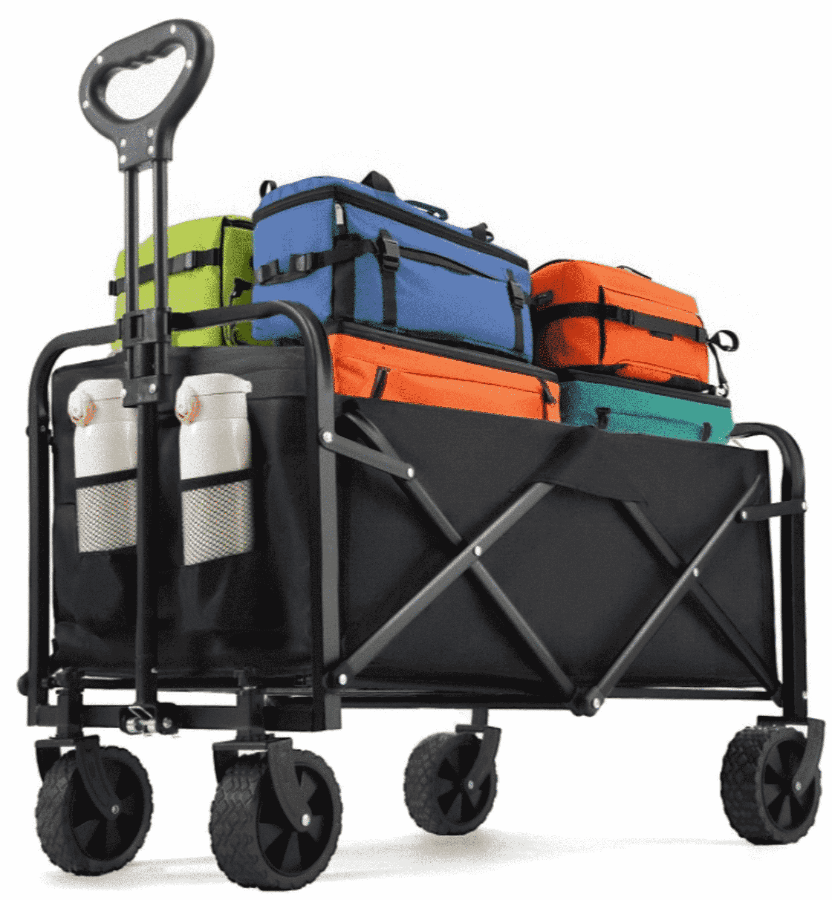 PASAMIC 220lbs Collapsible Wagon Cart, Heavy Duty Cart with All-Terrain ...