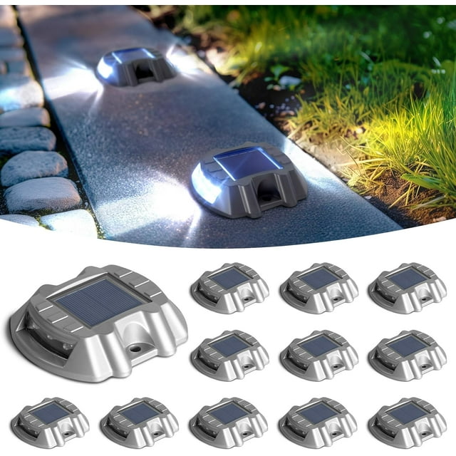 PASAMIC Driveway Lights Solar Powered LED 12 Pack, Outdoor Solar ...