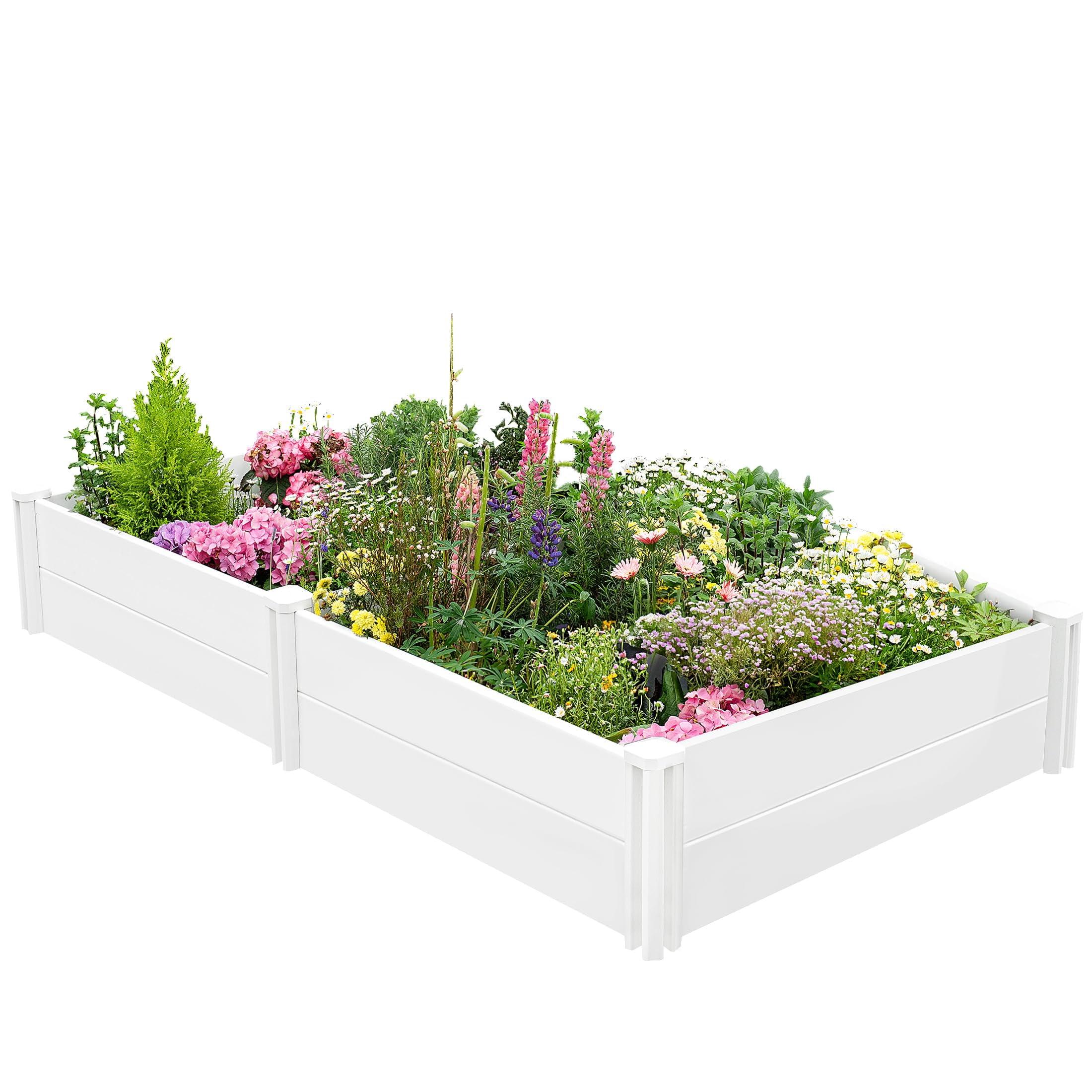 PASAMIC Durable Vinyl Raised Garden Bed, 8x4x1ft Raised Bed for ...