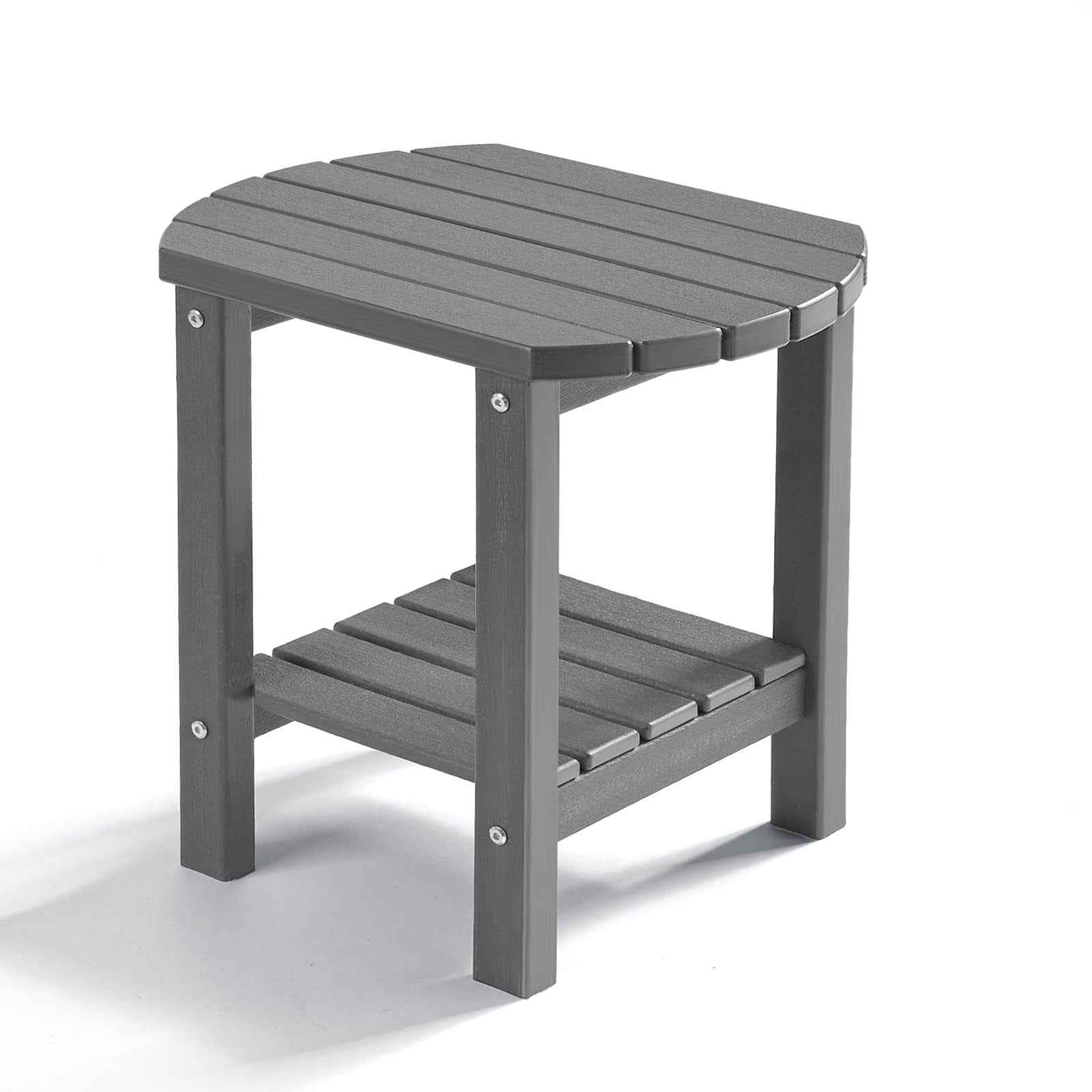 PASAMIC Outdoor Side Table, HDPE Adirondack Oval Side Table with 2-Tier ...