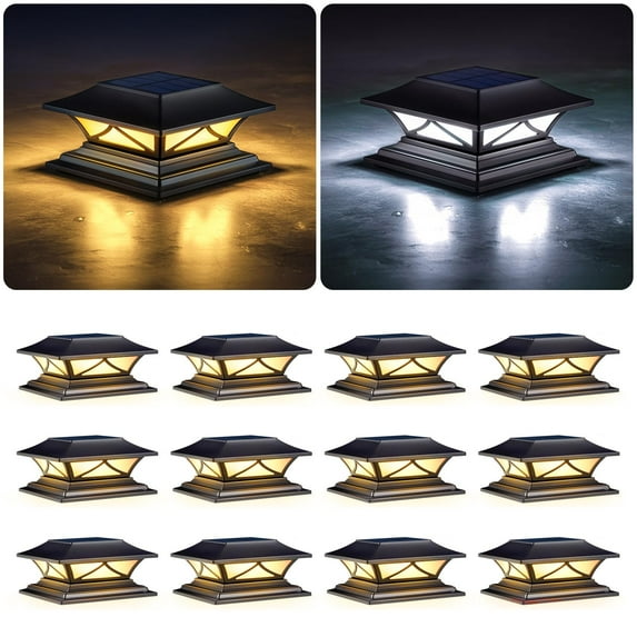PASAMIC Solar Post Cap Lights 12 Pack, Solar Post Lights Outdoor ...