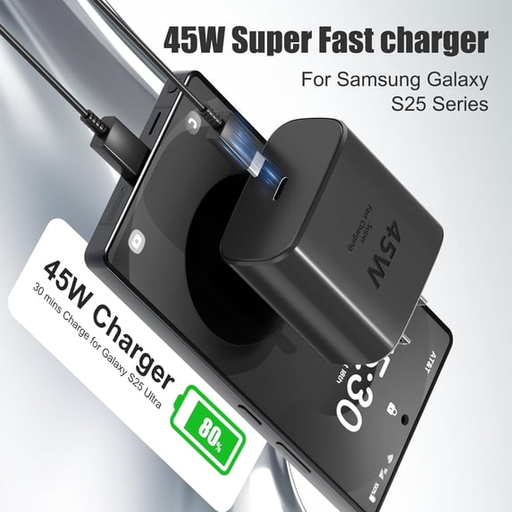 PASEJDO-Samsung 45W Super Fast Charger,USB C Android Phone Charger Fast ...