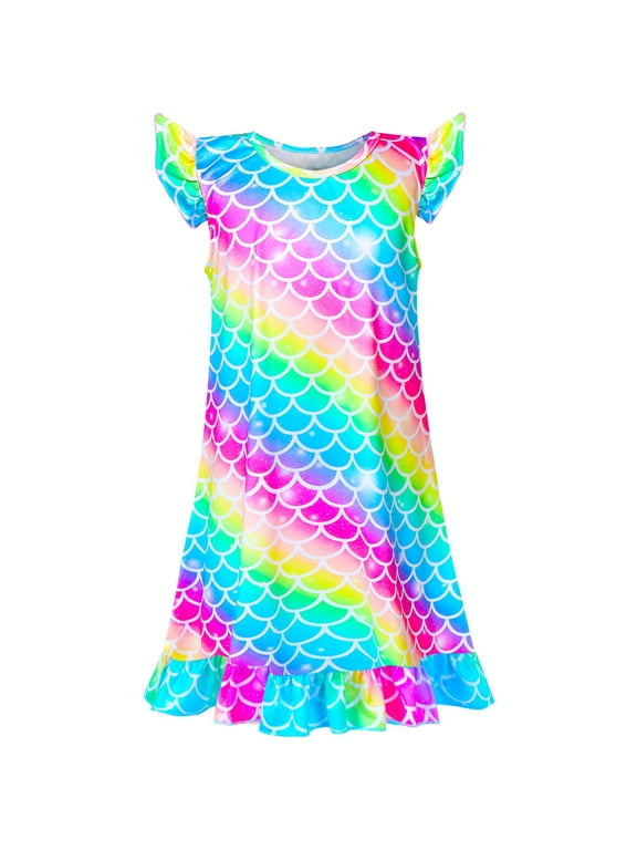 Bogiau Bluey Print Girls Nightgowns, Nightgown Princess Pajama Dresses ...