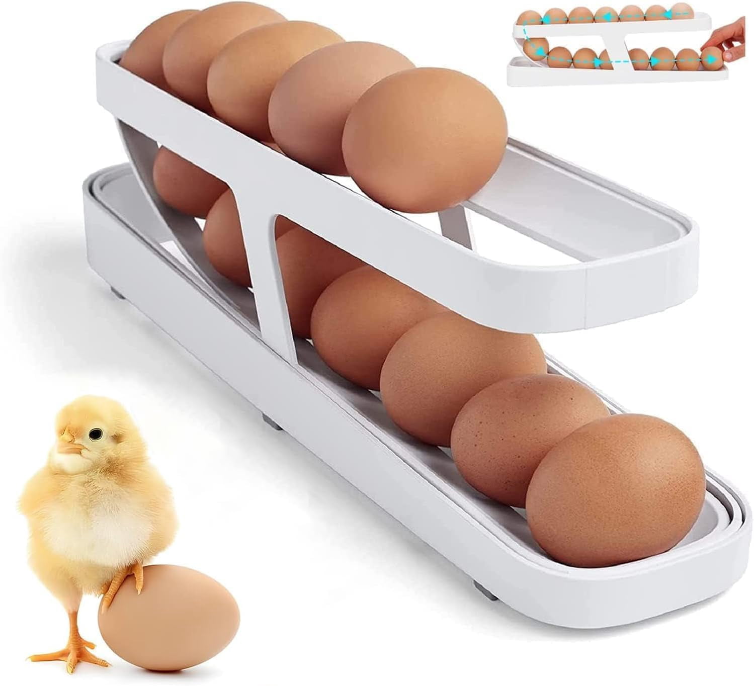 PASHU CREATION 2Tier Egg Storage Container Rolling Dispenser Holder for ...