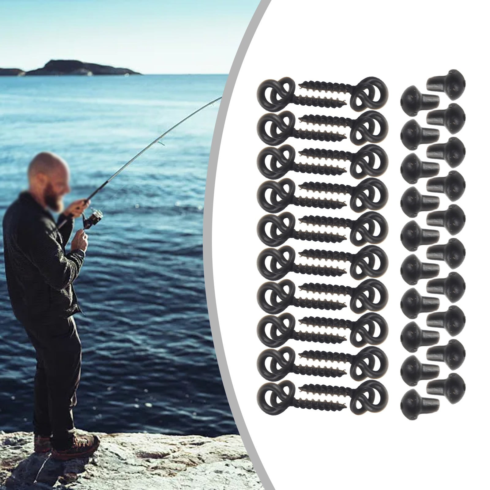PASILI 20 x Bait Screws With O-Rings + 20 x Hook Stops Carp Fishing ...